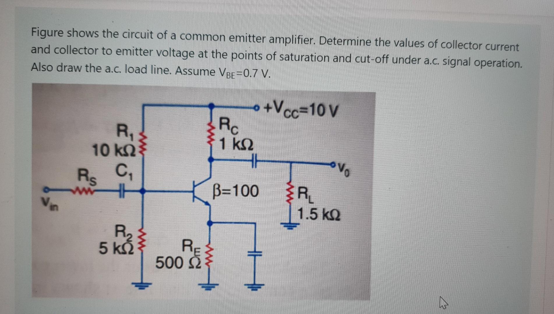 Solved Figure shows the circuit of a common emitter | Chegg.com