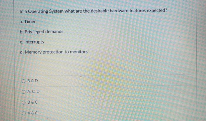 Solved In a Operating System what are the desirable hardware | Chegg.com