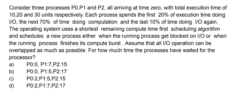 Solved Consider three processes P0,P1 ﻿and P2, ﻿all arriving | Chegg.com
