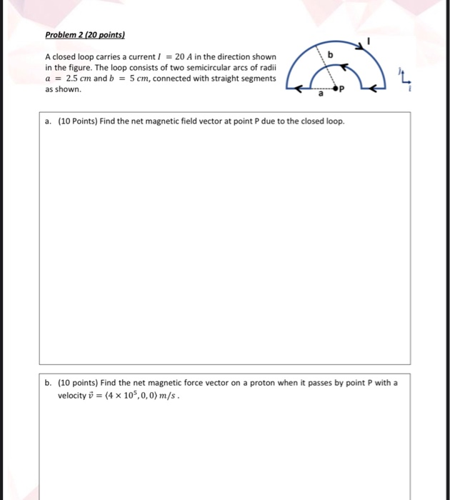 Solved Problem 2 (20 points) A closed loop carries a current | Chegg.com