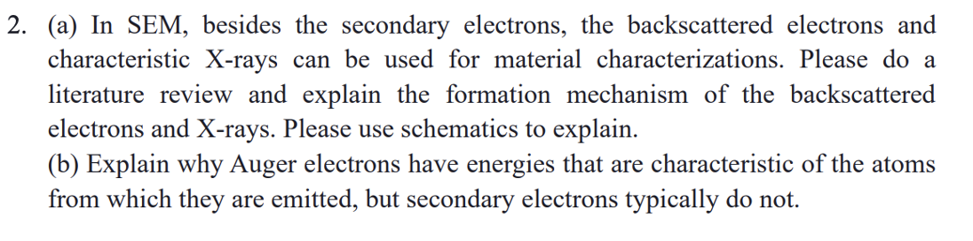 (a) ﻿In SEM, besides the secondary electrons, the | Chegg.com