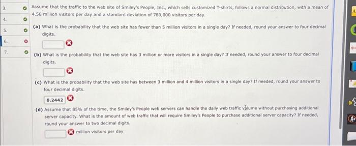 Solved 3. 4. 5. 6. 7. Assume that the traffic to the web | Chegg.com