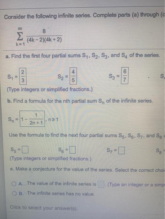 Solved Consider the following infinite series. Complete | Chegg.com