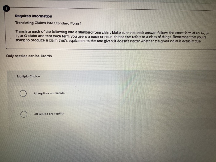 Solved Required Information Translating Claims into Standard | Chegg.com