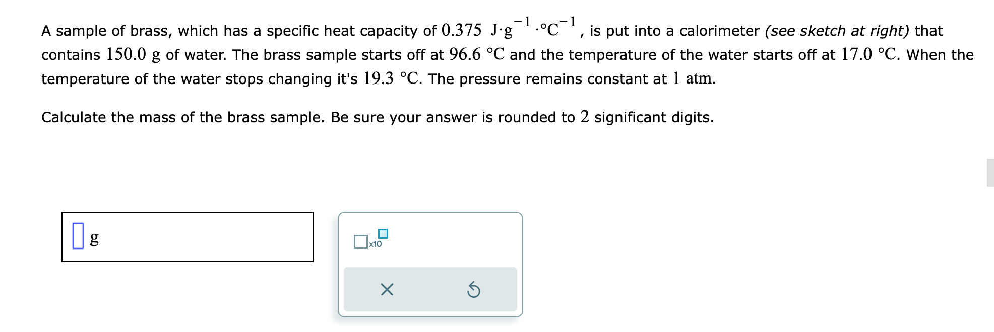 Solved A sample of brass, which has a specific heat capacity | Chegg.com