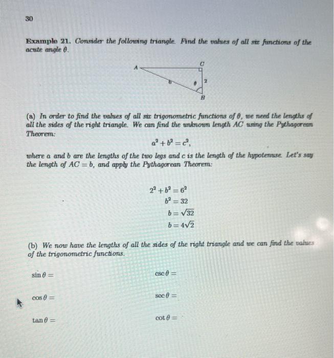 Solved Example 21. Consider the following triangle. Find the | Chegg.com