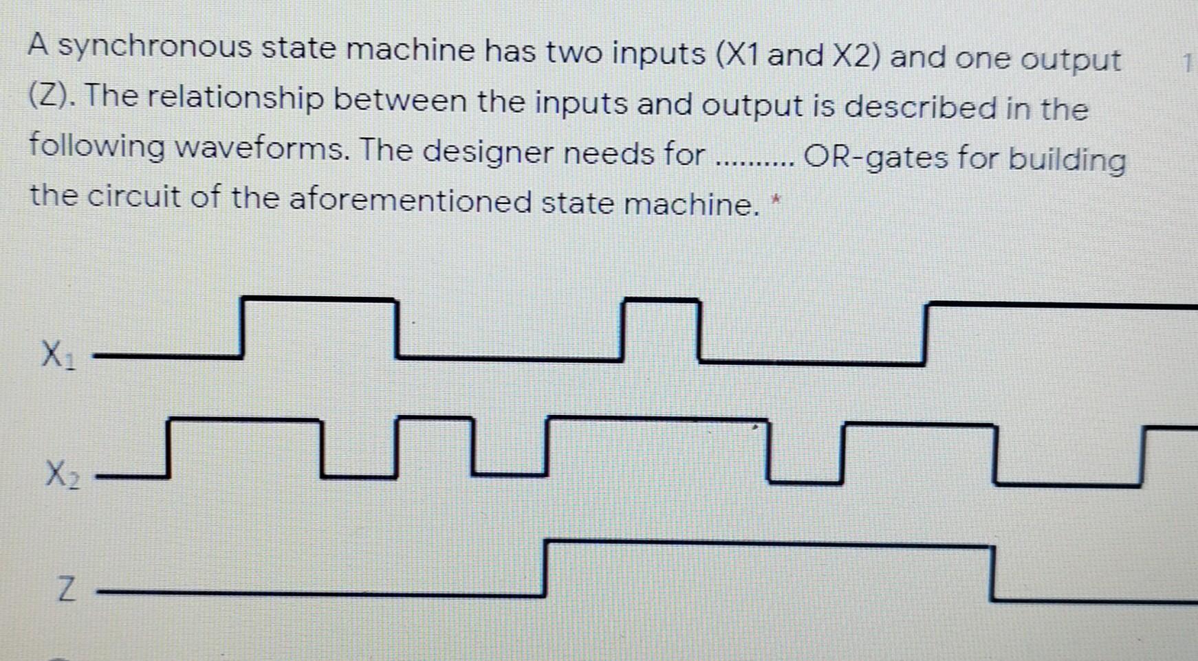 Solved 1 A synchronous state machine has two inputs (X1 and | Chegg.com