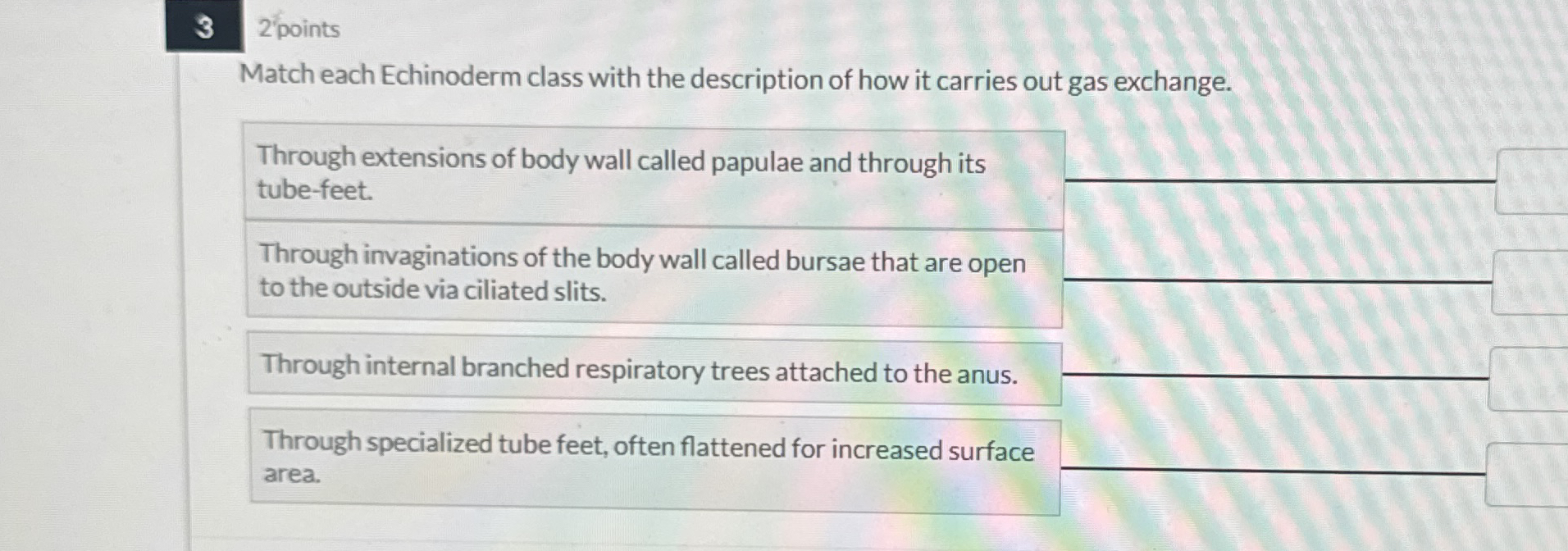 Solved 32 ﻿pointsMatch each Echinoderm class with the | Chegg.com