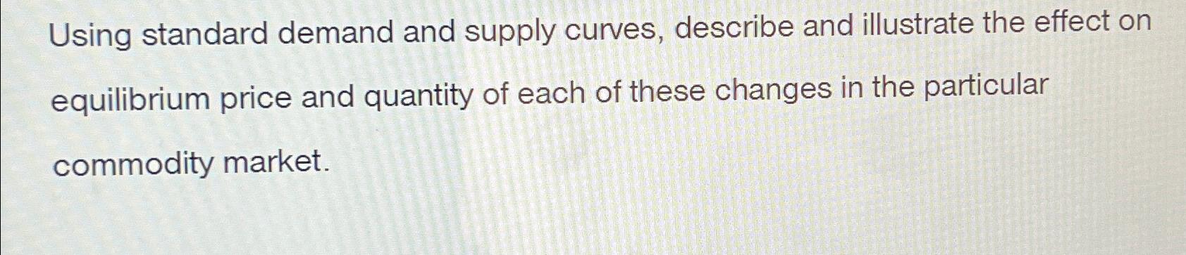 Solved Using standard demand and supply curves, describe and | Chegg.com