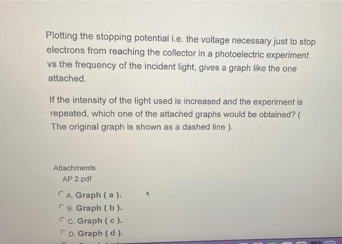Plotting the stopping potential i.e. the voltage | Chegg.com