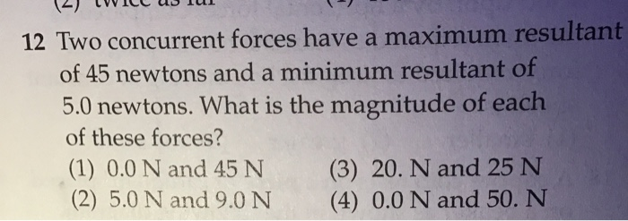 Solved (2) TWICE UD IUI 12 Two concurrent forces have a | Chegg.com