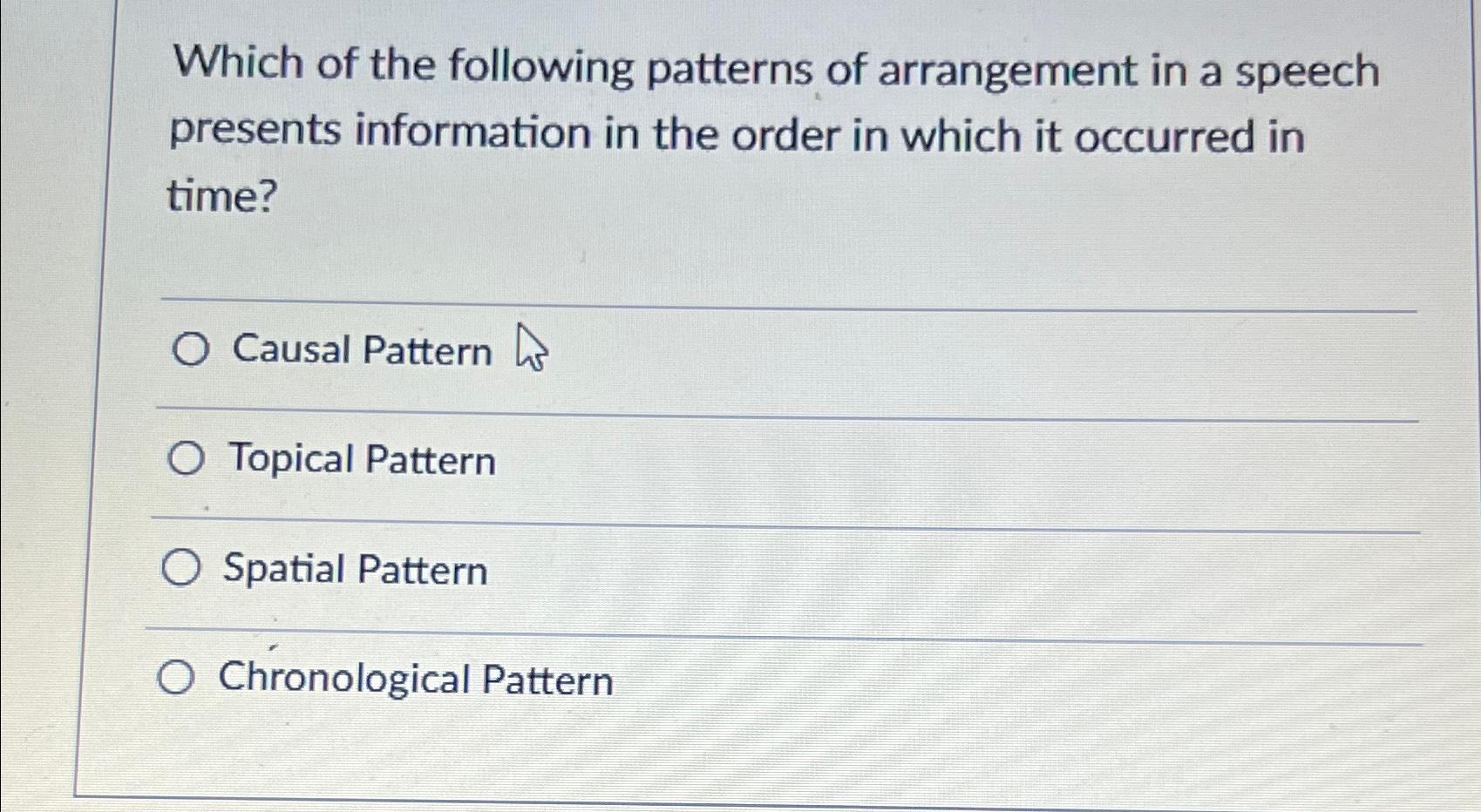 Solved Which of the following patterns of arrangement in a | Chegg.com