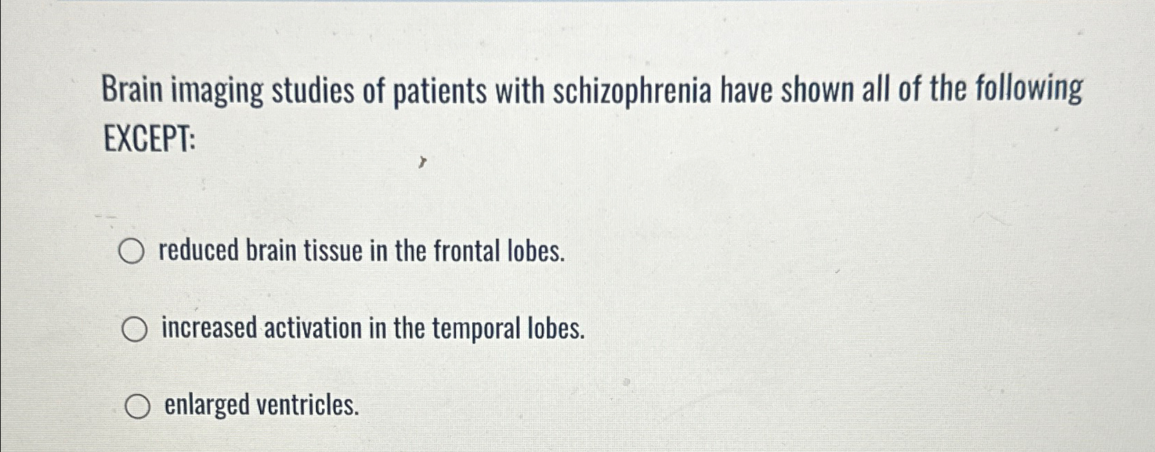 Solved Brain imaging studies of patients with schizophrenia | Chegg.com