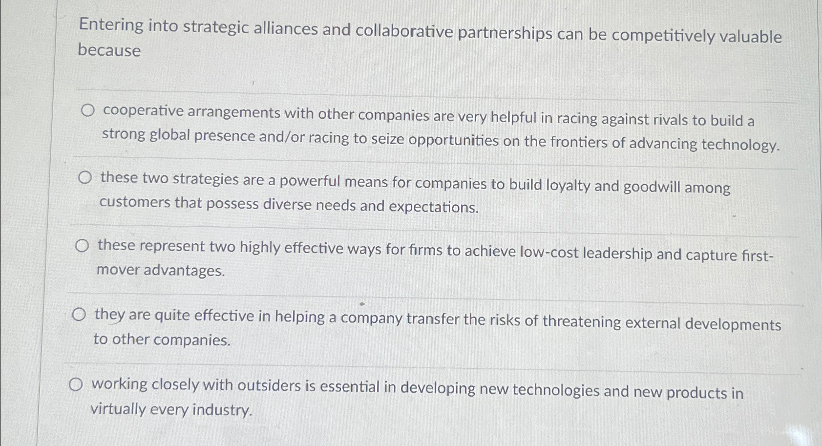 Solved Entering into strategic alliances and collaborative | Chegg.com