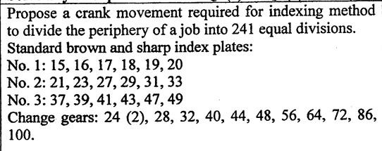 Solved Propose a crank movement required for indexing method | Chegg.com
