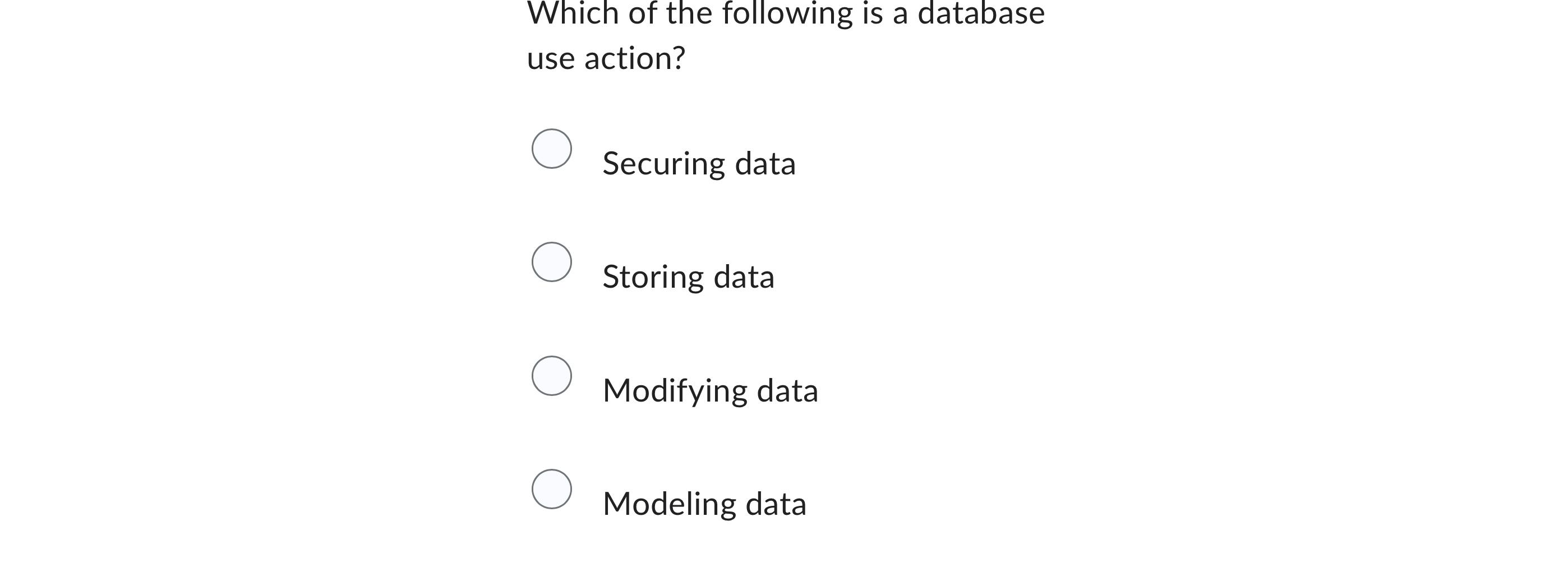 Solved Which of the following is a database use | Chegg.com