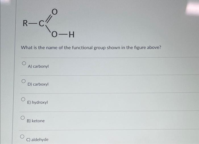 Solved R-C O What is the name of the functional group shown | Chegg.com