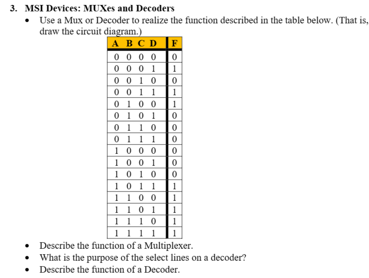 Solved Msi Devices Muxes And Decodersuse A Mux Or Decoder