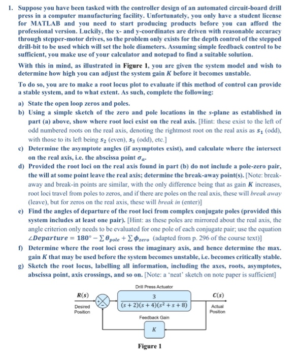 Solved en tasked with the controller design of an automated | Chegg.com