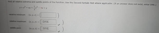 Solved Find all relative extrema and saddle points of the | Chegg.com