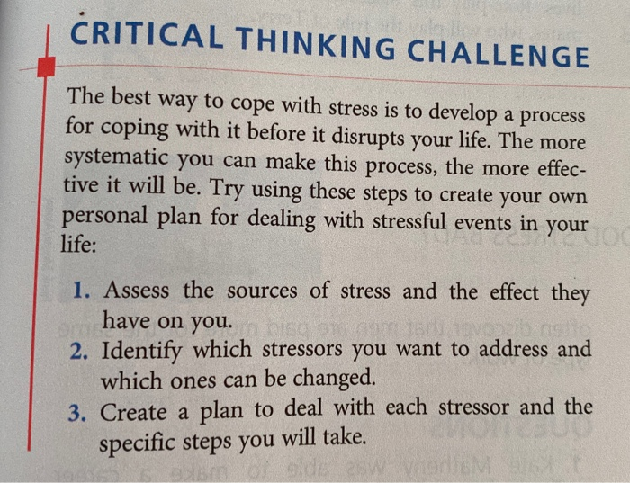 Solved CRITICAL THINKING CHALLENGE The best way to cope with | Chegg.com