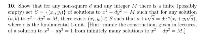 Solved 10. Show that for any non-square d and any integer M | Chegg.com