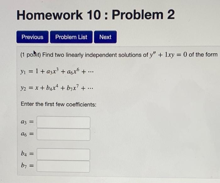 Solved Homework 10: Problem 2 Previous Problem List Next (1 | Chegg.com Solved Homework 10: Problem 2 Previous Problem List Next (1 | Chegg.com