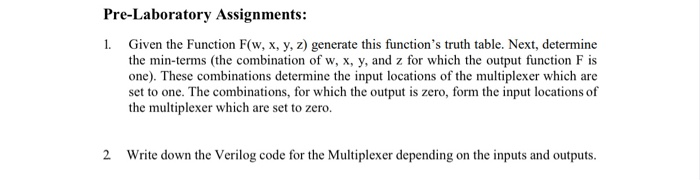 Solved Pre-Laboratory Assignments: 1. Given the Function | Chegg.com
