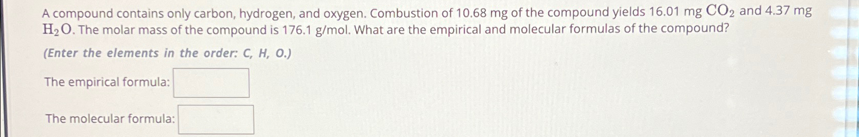 Solved A compound contains only carbon, hydrogen, and | Chegg.com