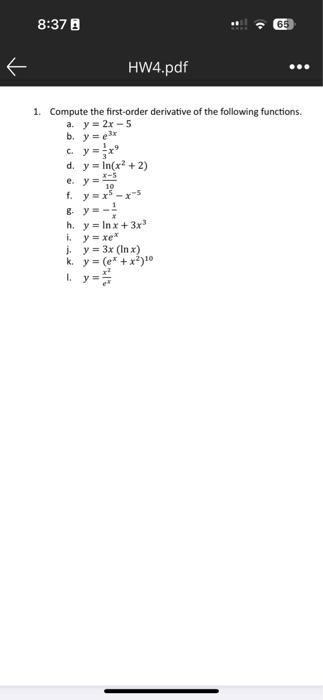 Solved 1. Compute the first-order derivative of the | Chegg.com