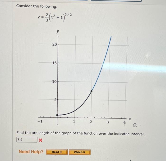 Solved Consider the following. y=32(x2+1)3/2 Find the arc | Chegg.com