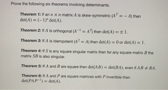 Solved Prove the following six theorems involving | Chegg.com