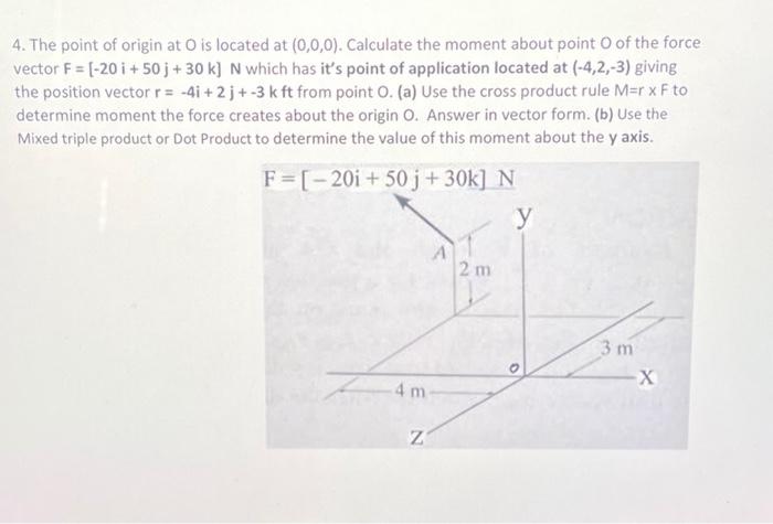 Solved 4. The point of origin at O is located at (0,0,0). | Chegg.com