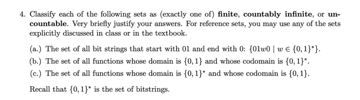 Solved 4. Classify each of the following sets as exactly one | Chegg.com
