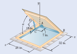Solved The lid of a roof scuttle weighs 82-lb. It is hinged | Chegg.com
