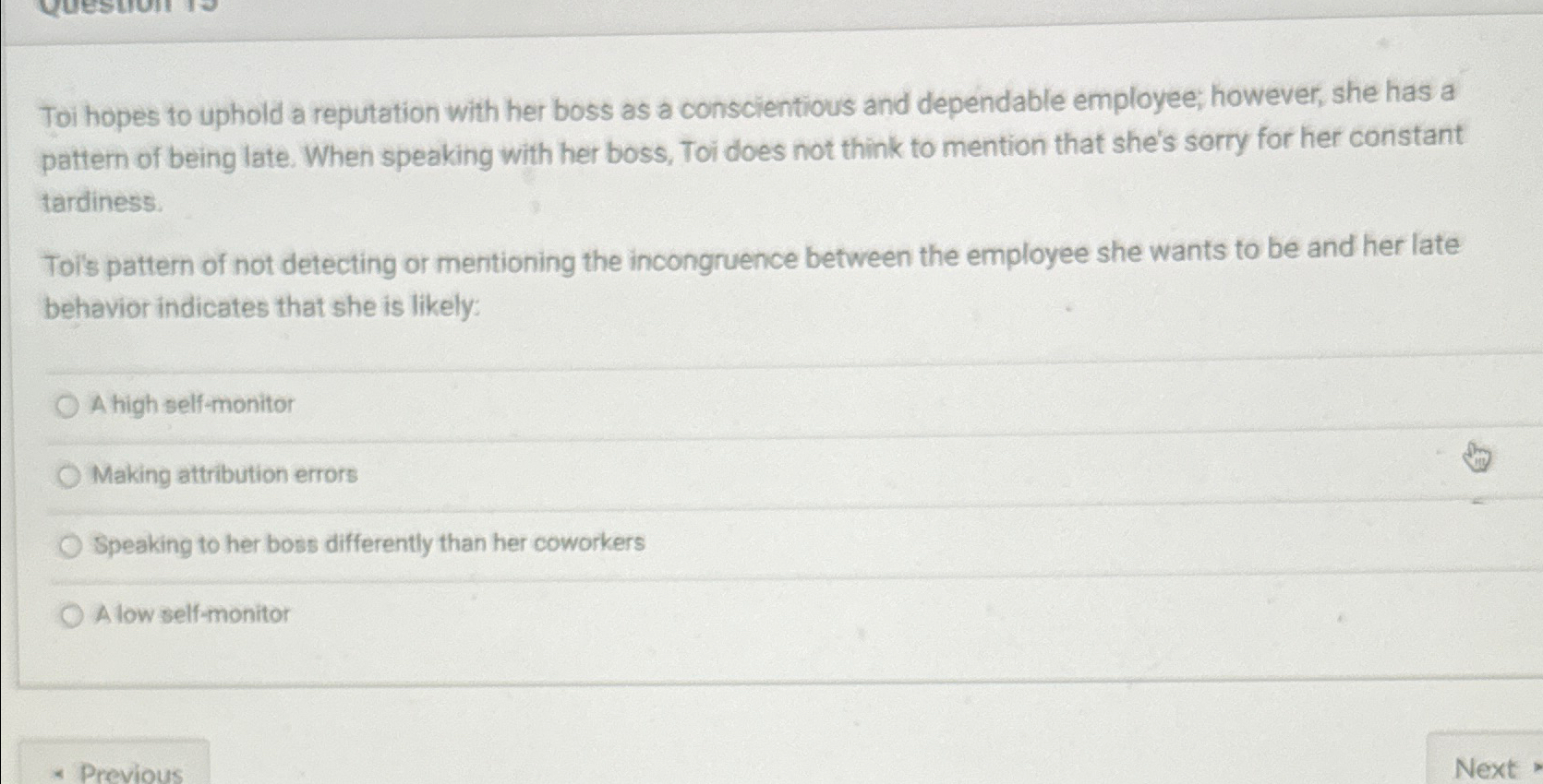 Solved Toi hopes to uphold a reputation with her boss as a | Chegg.com