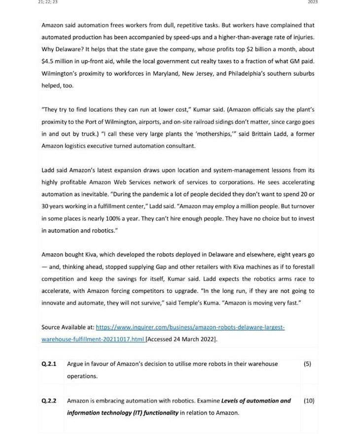 Solved Read the following case study based on Amazon and | Chegg.com