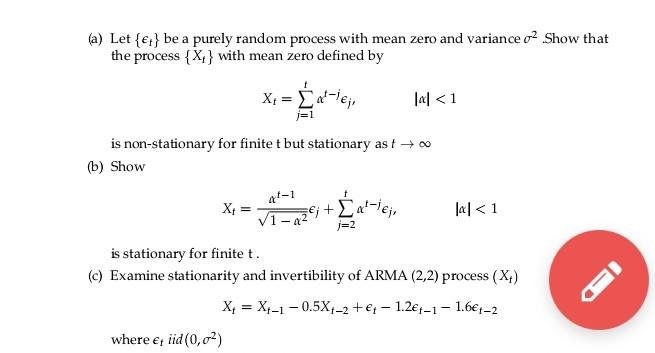 Solved (a) Let {ϵf} be a purely random process with mean | Chegg.com