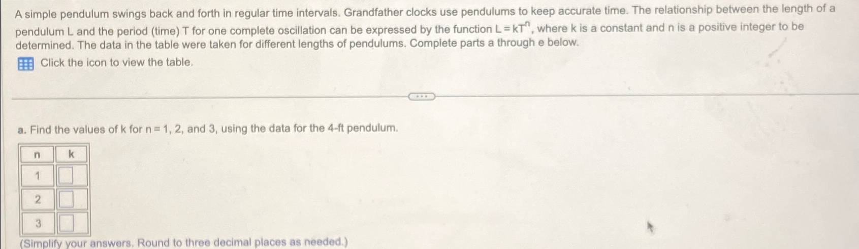 Solved A simple pendulum swings back and forth in regular | Chegg.com