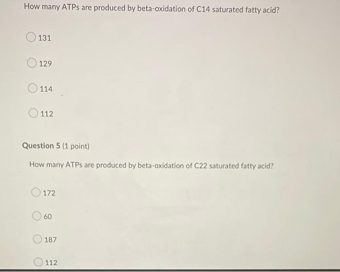 Solved How many ATPs are produced by beta-oxidation of C14 | Chegg.com