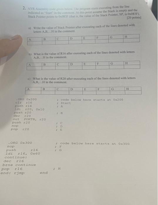 Solved 2. AVR Assembly couc pre helor. The projem starts | Chegg.com