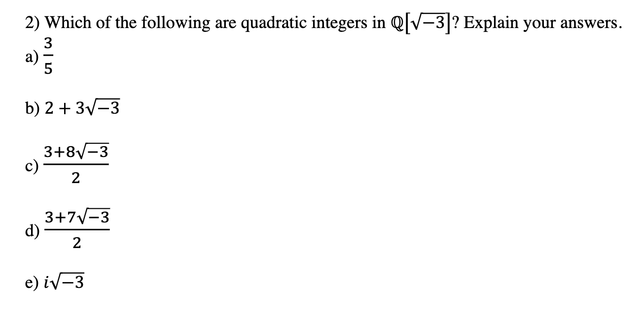 Solved NUMBER THEORY Which of the following are quadratic | Chegg.com