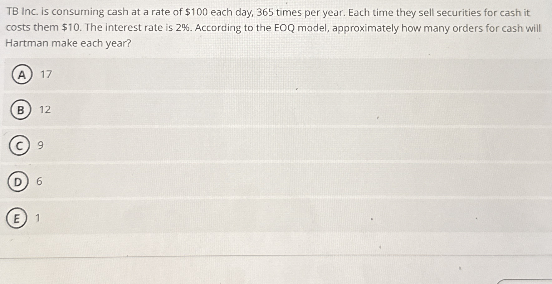 Solved TB Inc. is consuming cash at a rate of $100 ﻿each | Chegg.com