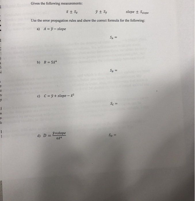 Solved Given the following measurements slope t Sslope Use | Chegg.com