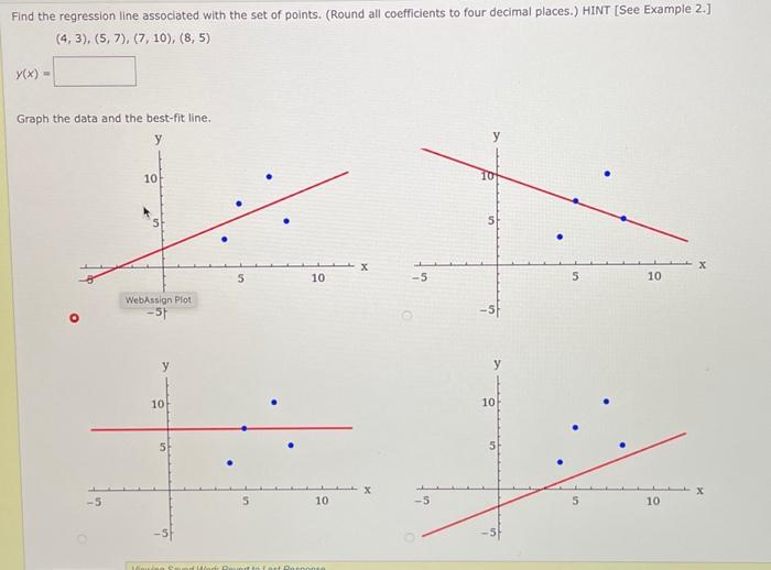 Solved Find the regression line associated with the set of | Chegg.com