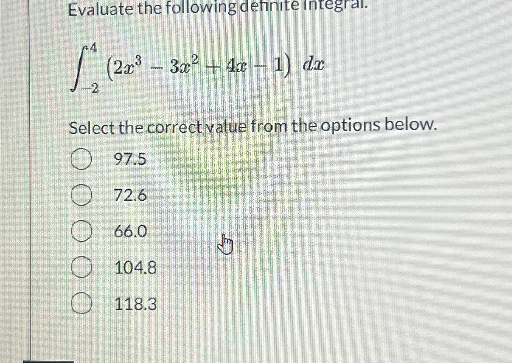 Solved Evaluate the following definite | Chegg.com