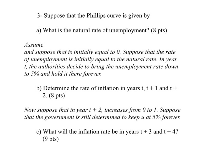 Solved 3- Suppose that the Phillips curve is given byr, = | Chegg.com