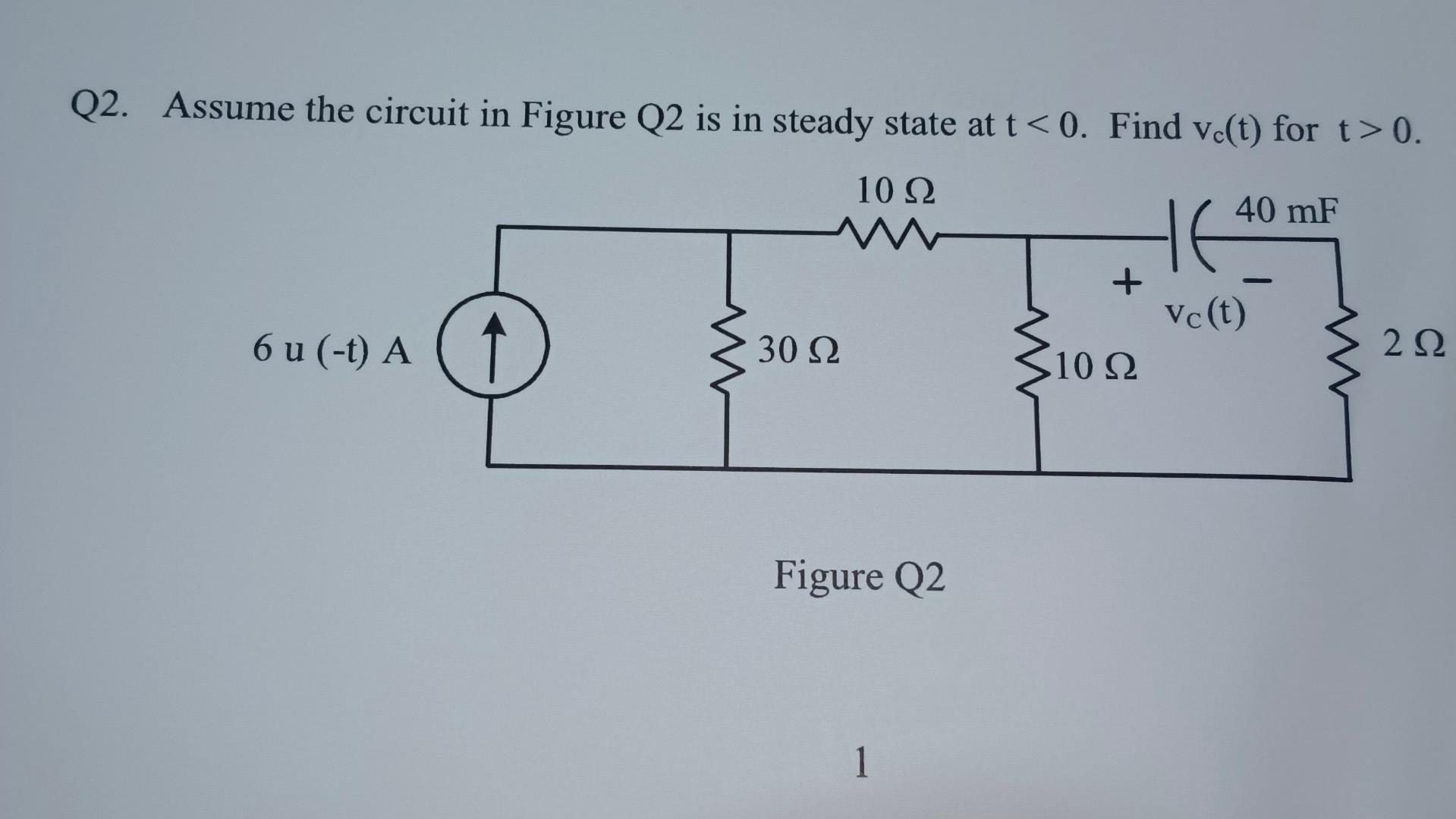 Solved Q2. Assume the circuit in Figure Q2 is in steady | Chegg.com