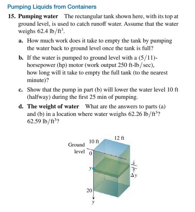 Solved Pumping Liquids from Containers 15. Pumping water The | Chegg.com
