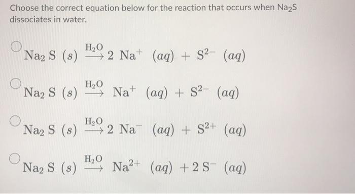 Solved Choose the correct equation below for the reaction | Chegg.com